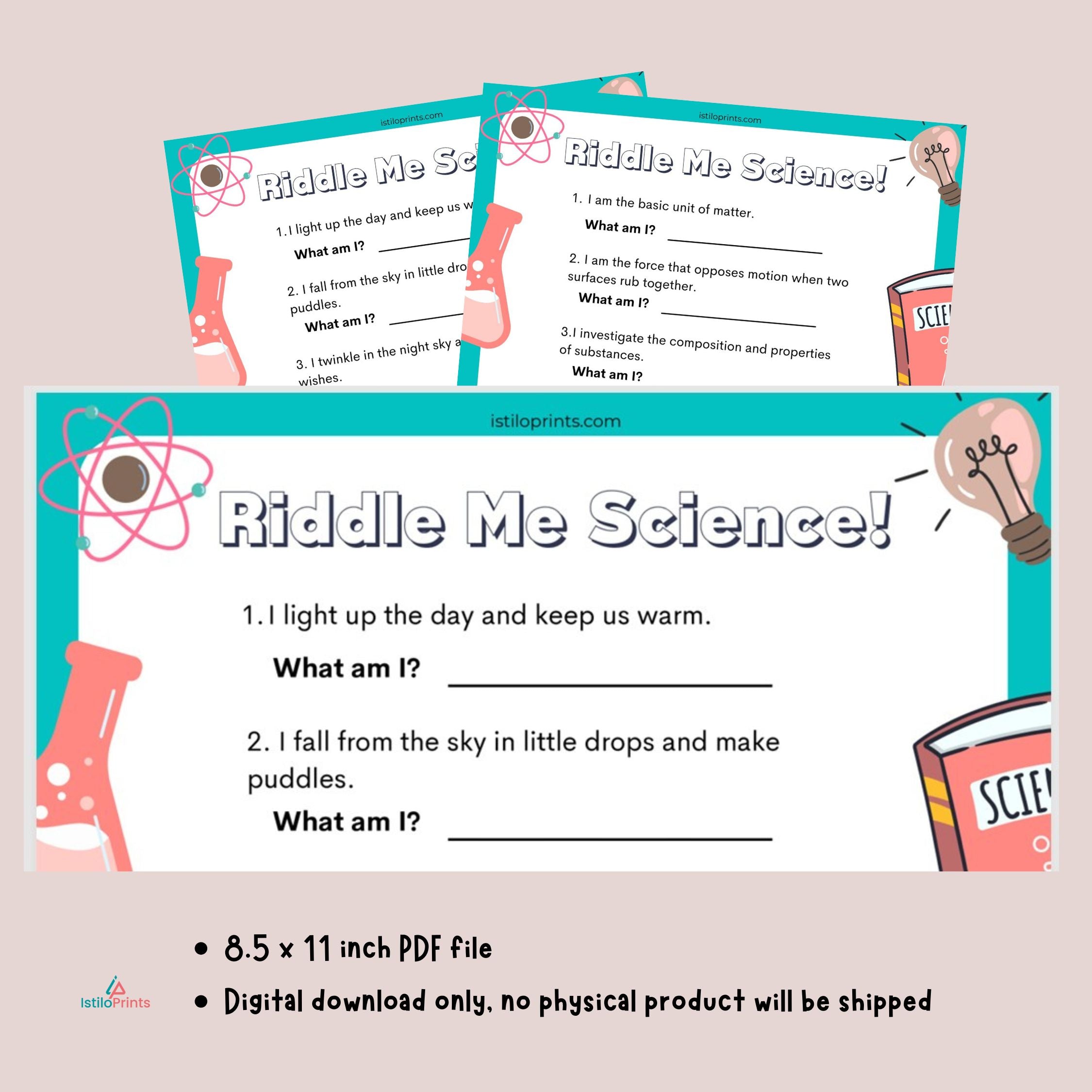 Free Science Riddles Worksheet – Printable STEM Fun Activity – IstiloPrints